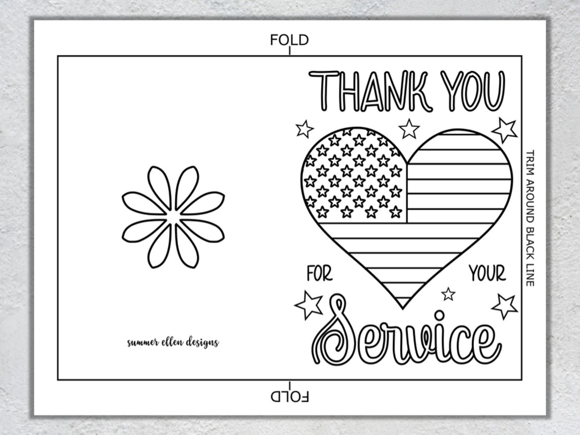 Veterans Day Thank You Card Veterans Day Craft Thank You - Etsy