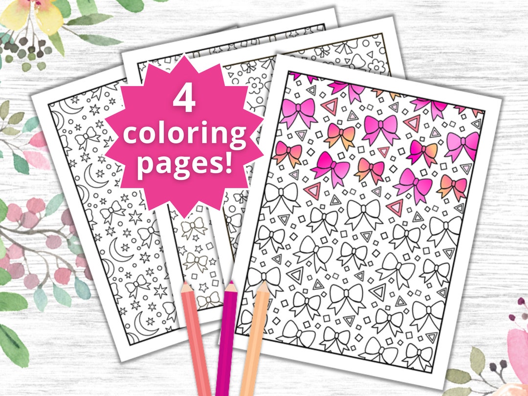 Bow Coloring Pages - Cute Printables - Coloring Pages for Kids - Simple ...