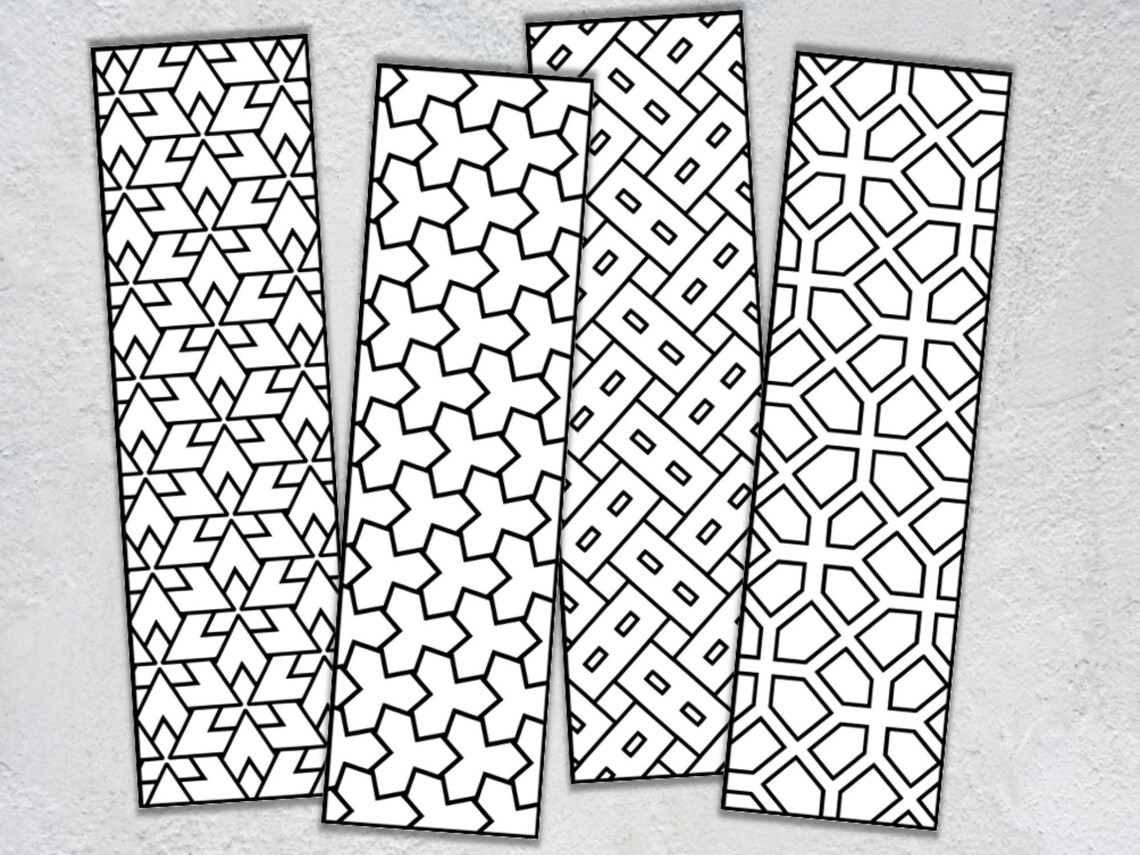 Coloring Bookmarks Geometric Patterns for Coloring Bold - Etsy