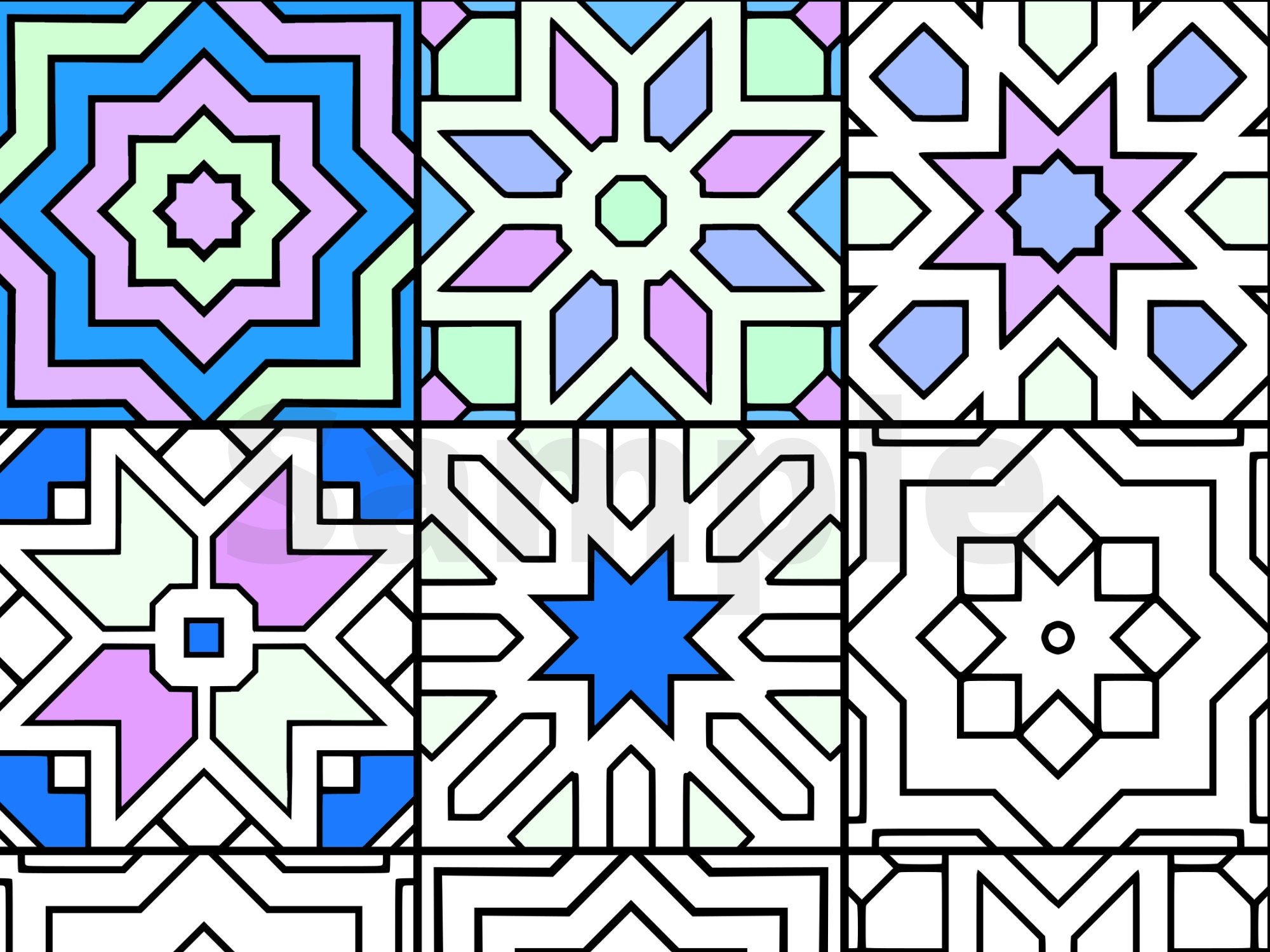 Tile Coloring Page Mosaic Tile Design Adult Coloring Page - Etsy Canada