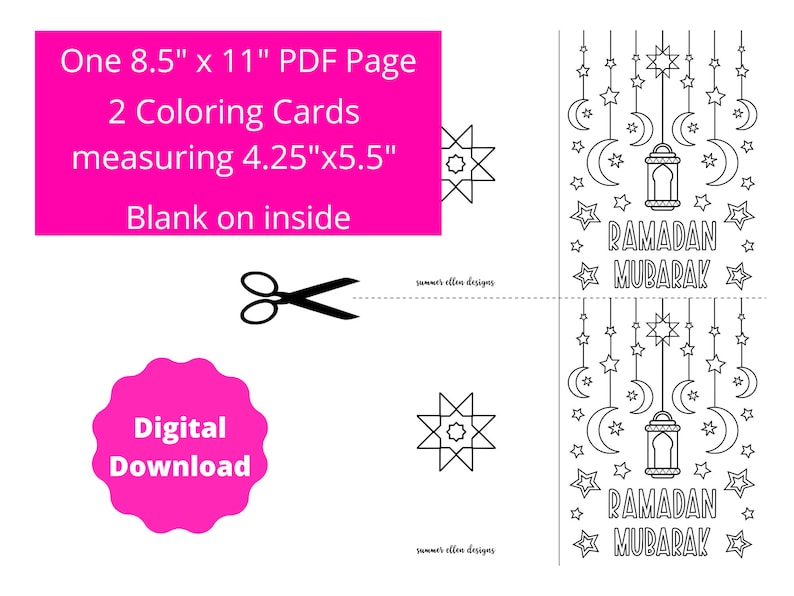 Ramadan Mubarak Coloring Cards Cute Ramadan Greeting Cards - Etsy