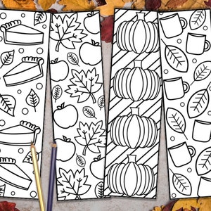 Fall Coloring Bookmarks: Thanksgiving Theme (PDF Instant Download) - Etsy