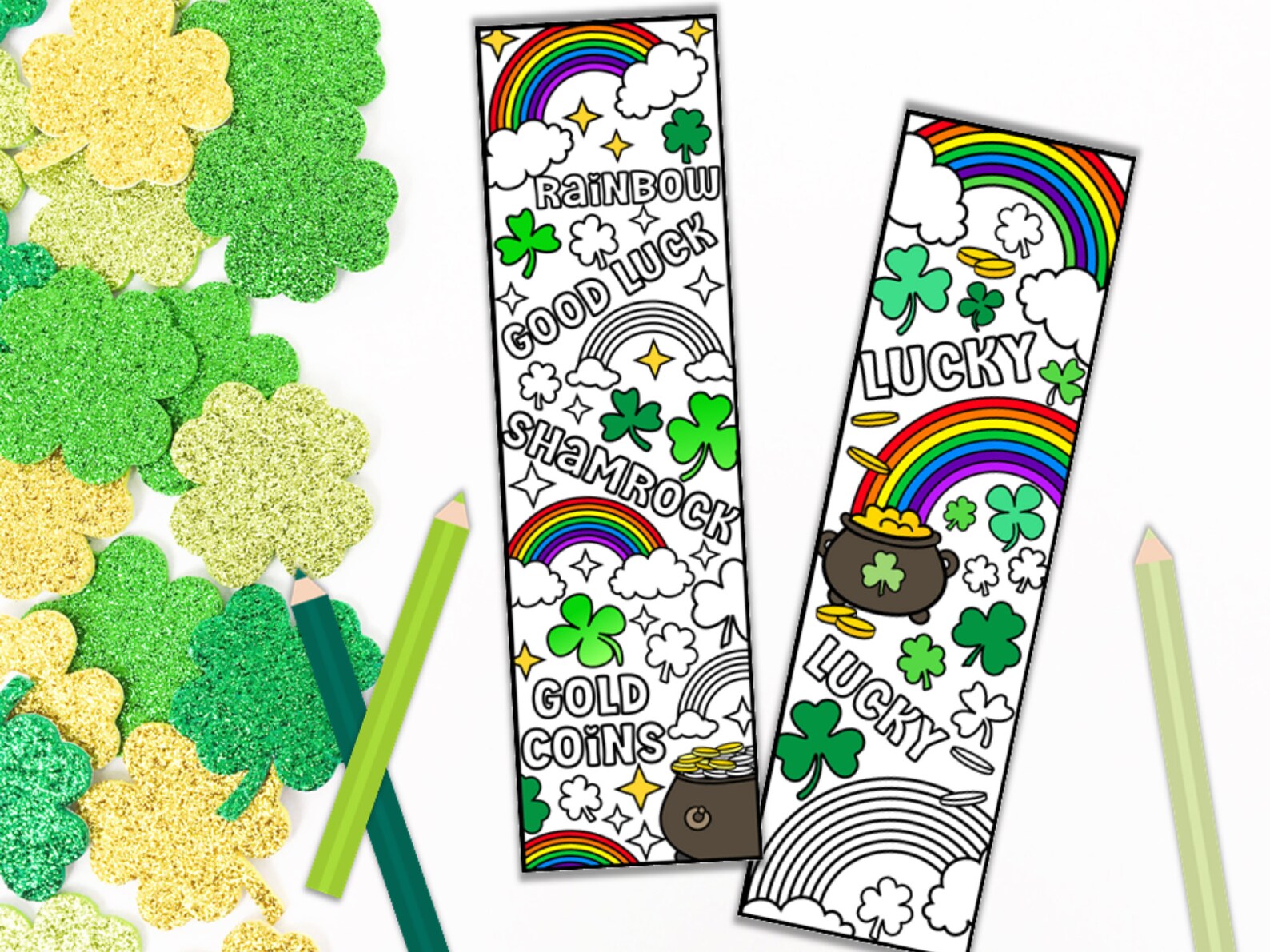 Saint Patrick's Day Coloring Bookmarks Digital Bookmarks - Etsy