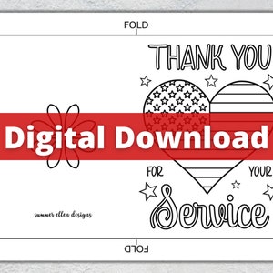 Veterans Day Coloring Card: Thank You Veteran - Kids Craft (PDF Instant ...