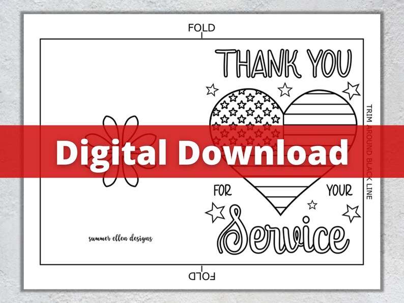 Veterans Day Coloring Card: Thank You Veteran - Kids Craft (PDF Instant ...