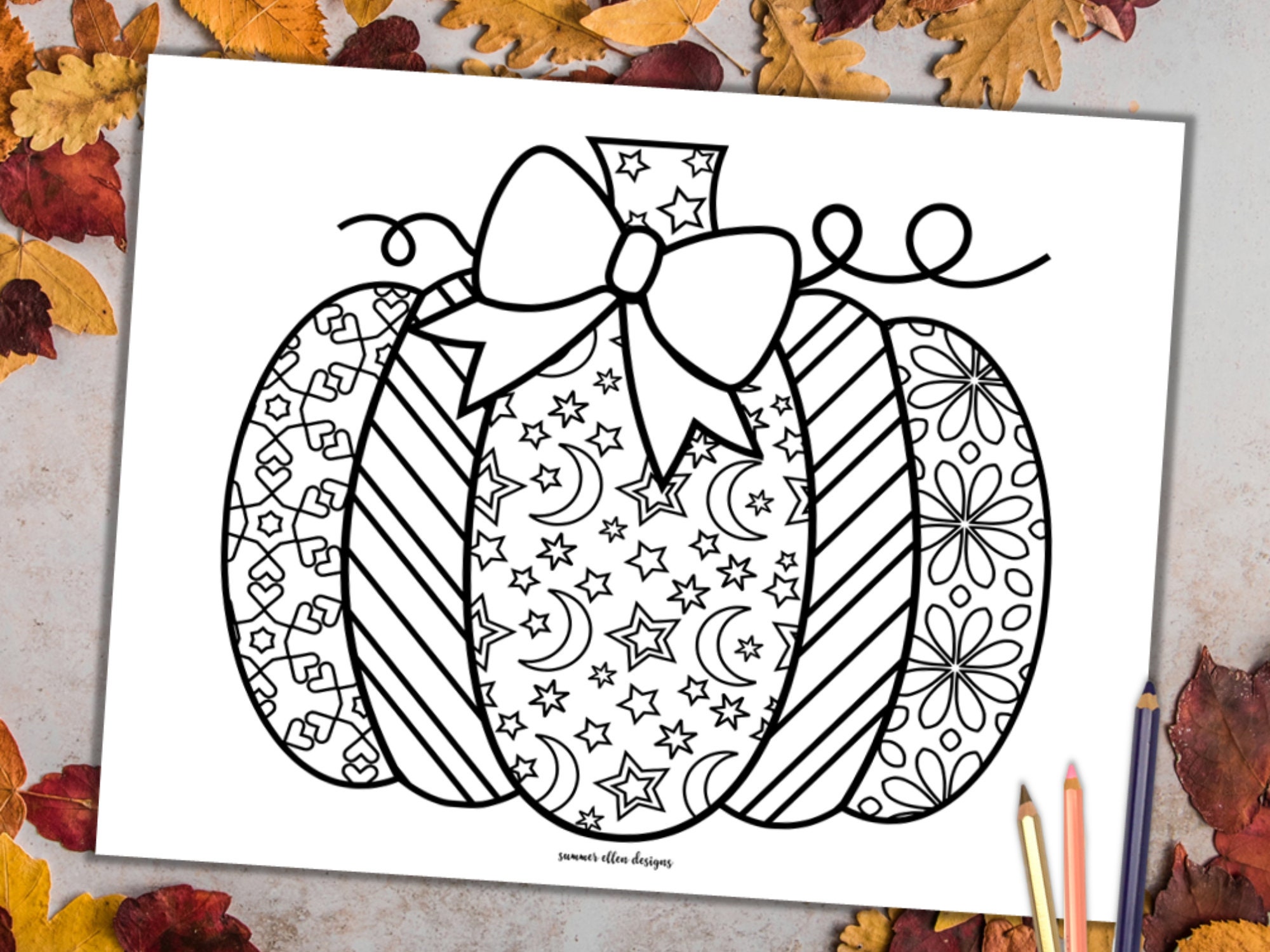 Halloween Coloring and Fall Coloring Pages Fall Theme | Etsy