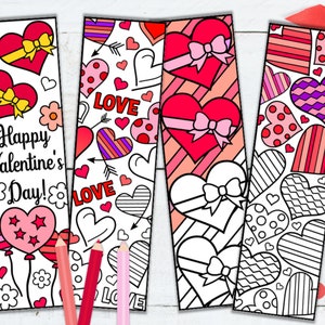 Valentine's Day Coloring Bookmarks - Digital Bookmarks to Color ...