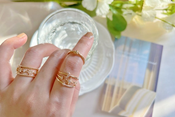 Star Ring Set Dainty Ring Gold Layer Ring Minimalist Ring Everyday Jewelry Adjustable Ring Open Ring Dainty Ring Cute Ring