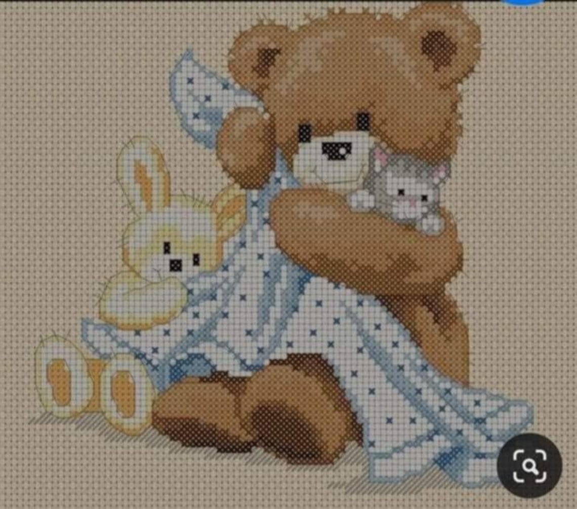 Teddy Bear Cross Stitch Pattern, Teddy Beat and Bunny Cross Stitch ...