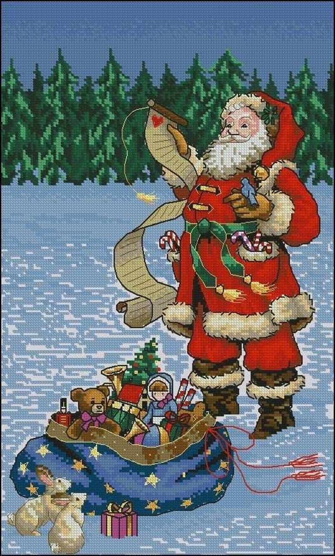 Santa Clause Cross Stitch Pattern, Santa With Gifts Cross Stitch, New ...