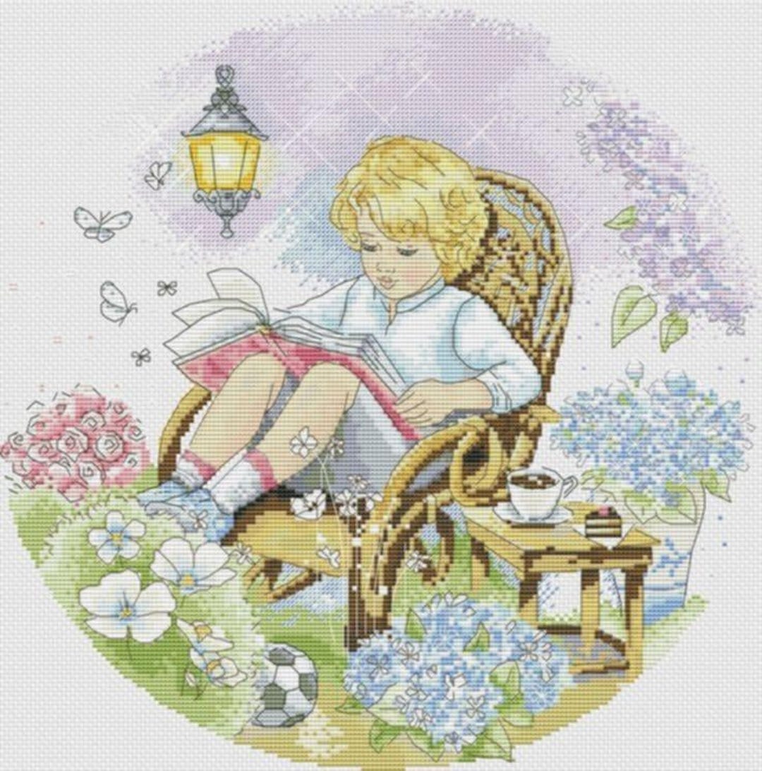 Little Boy in Nature Cross Stitch Pattern, Little Boy and Ball Cross ...