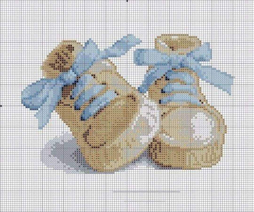 Child Shoes Cross Stitch Pattern, Baby Shoes Cross Stitch Pattern, Baby ...