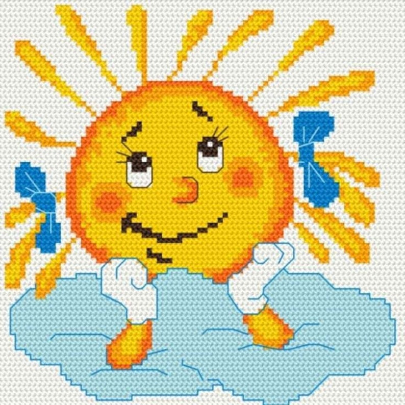 Sun Cross Stitch Pattern, Sunshine Cross Stitch Pattern, Cross Stitch ...