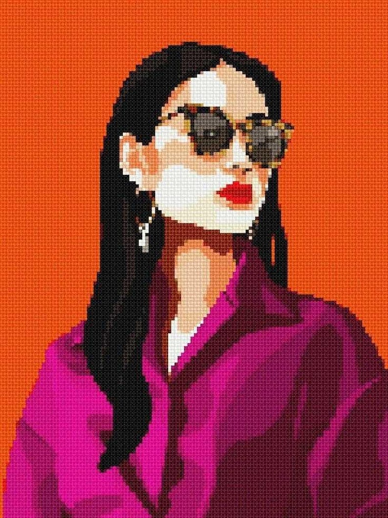 Woman Cross Stitch Pattern, Modern Cross Stitch Pattern, Fashion Girl ...