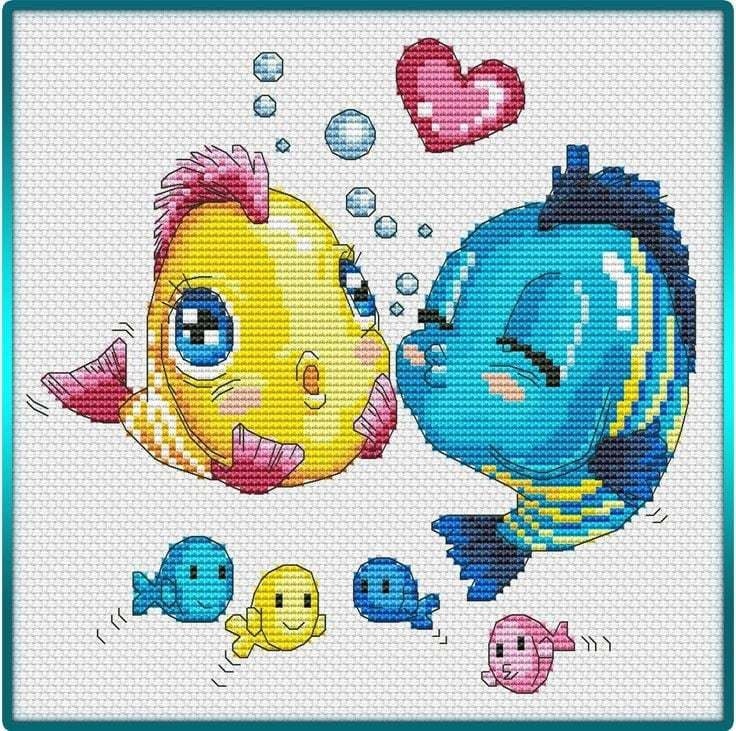 Fish Cross Stitch Pattern, Colourful Fish Cross Stitch Pattern - Etsy