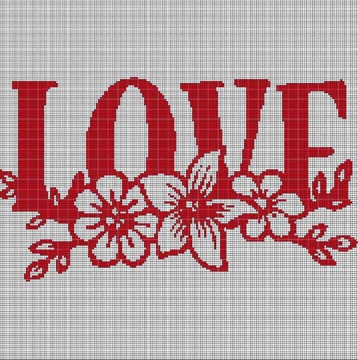 Love Cross Stitch Pattern, Cross Stitch Pattern for Valentine's Day ...
