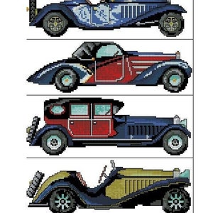 Cars Cross Stitch Pattern, Retro Cars Cross Stitch, Vintage Cars Cross ...