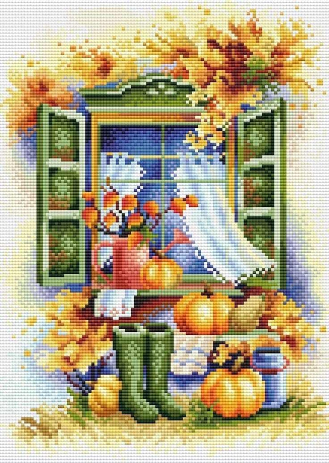 Autumn Cross Stitch Pattern, Fall Cross Stitch Pattern, Pumpkins Cross ...