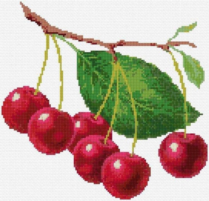 Cherry Cross Stitch Pattern, Fruit Cross Stitch Pattern - Etsy