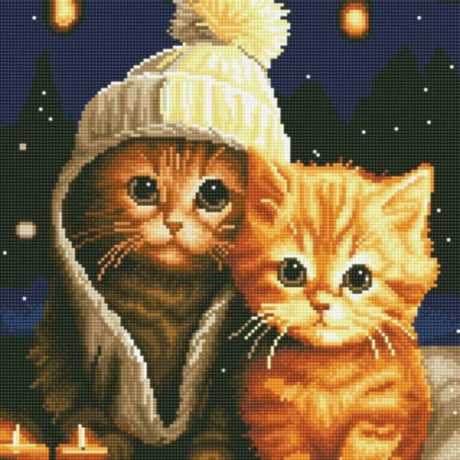 Kitten Cross Stitch Pattern, Cats Cross Stitch Pattern, Kitten With Hat ...