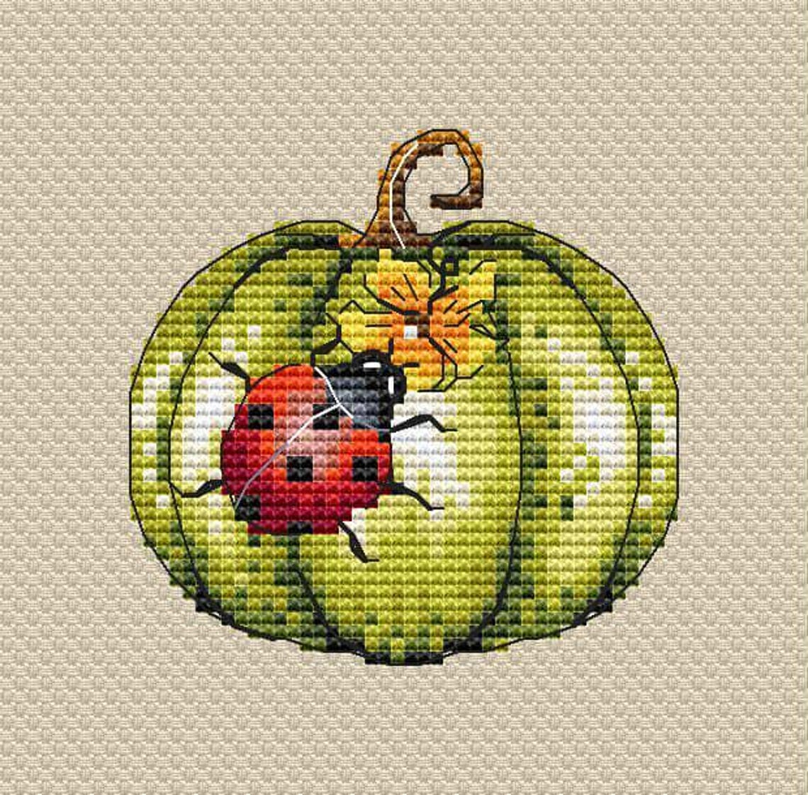 Pumpkin Cross Stitch Pattern, Lady Bug Cross Stitch Pattern - Etsy