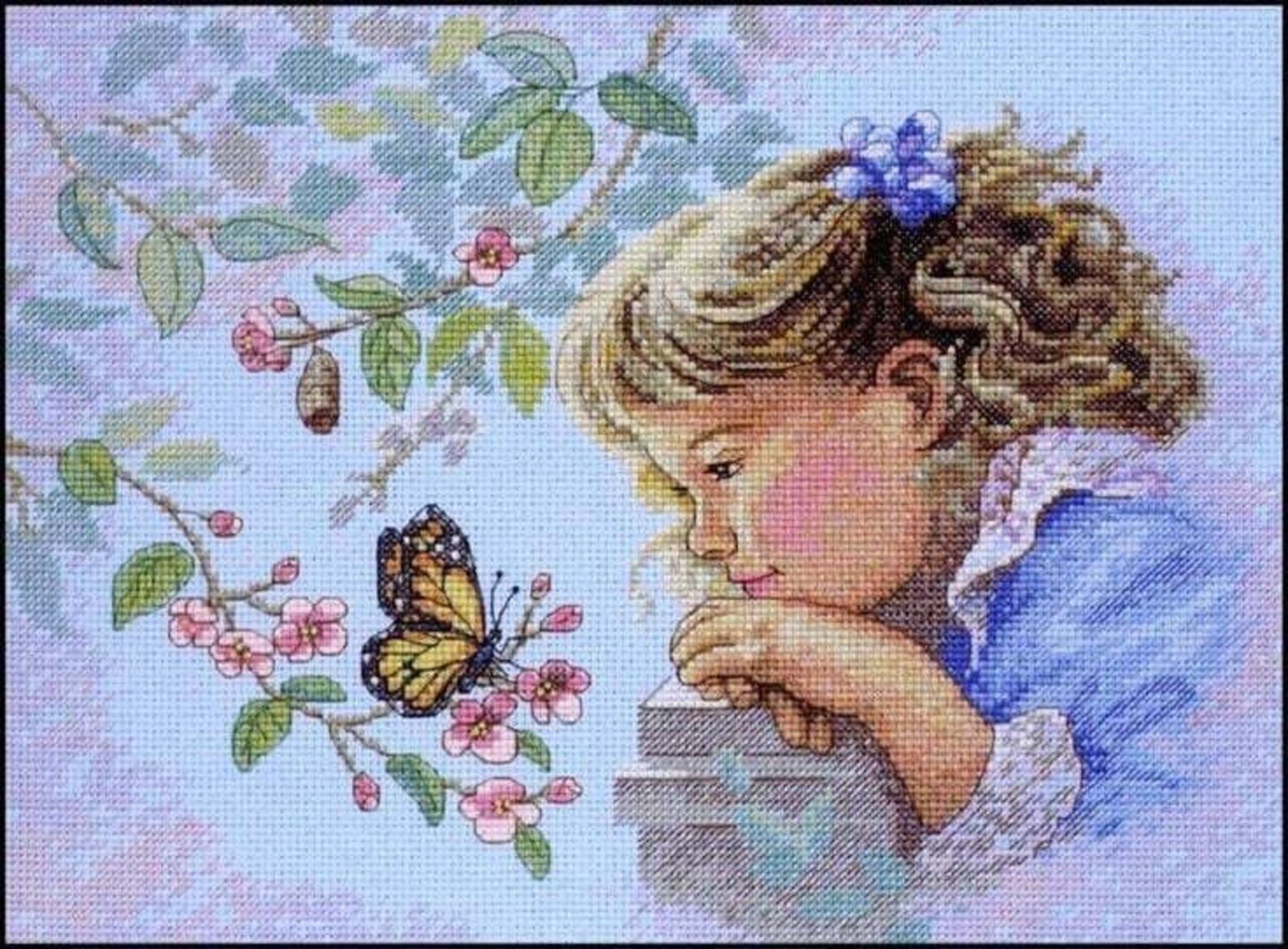 Little Girl Cross Stitch Pattern, Little Girl and Butterfly Cross ...