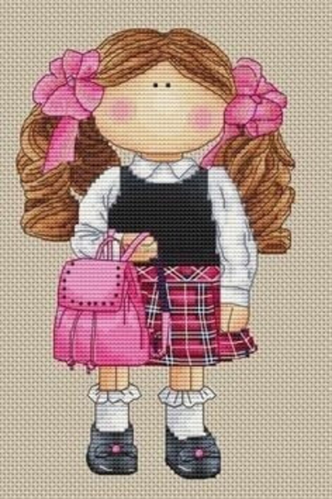 Little Girl Cross Stitch Pattern, School Girl Cross Stitch Pattern ...