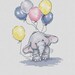 Elephant With Balloons Cross Stitch Pattern, Cross Stitch Pattern for ...