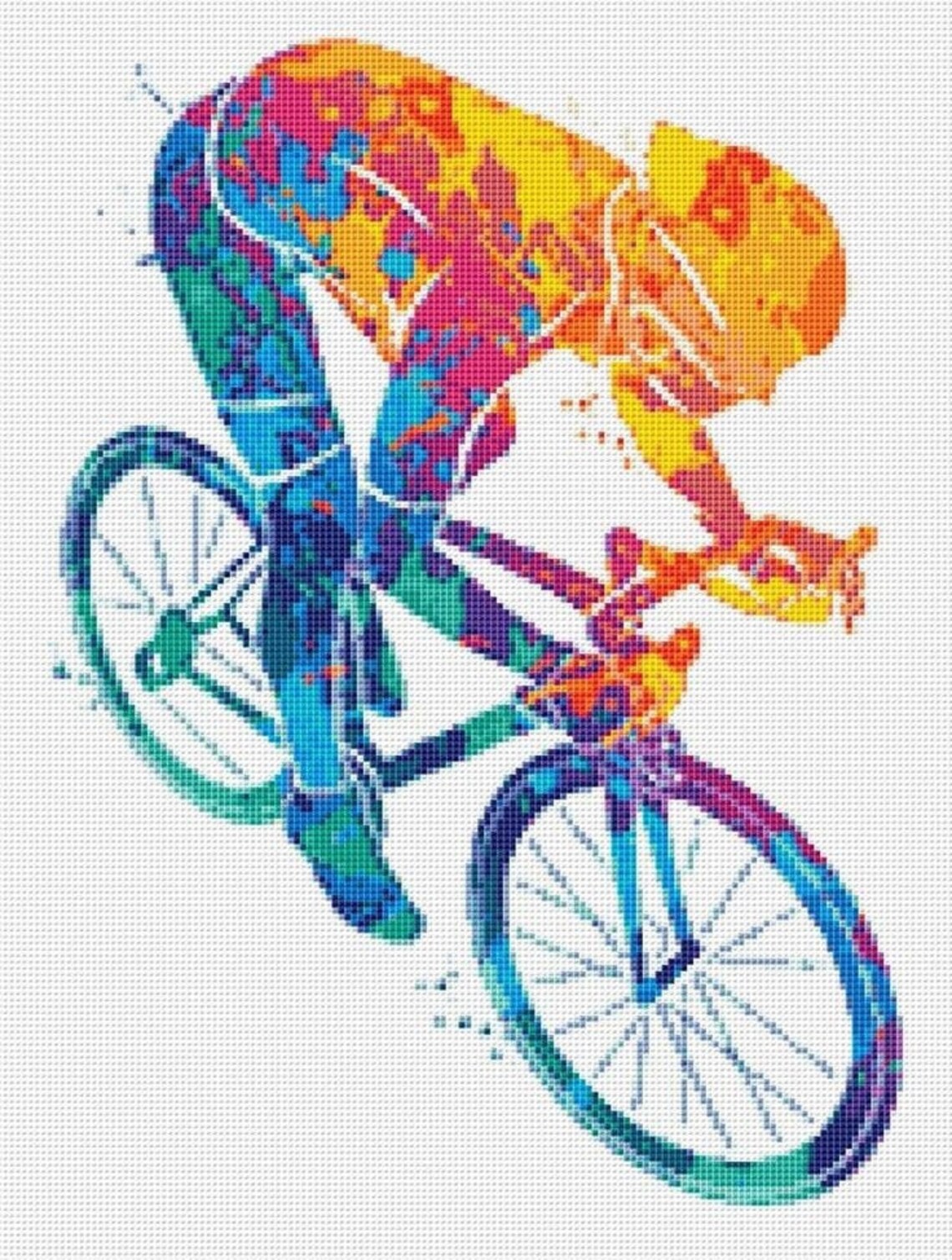 Cyclist Cross Stitch Pattern, Bicycle Cross Stitch Pattern - Etsy