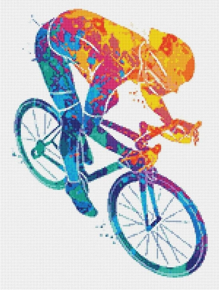 Cyclist Cross Stitch Pattern, Bicycle Cross Stitch Pattern - Etsy