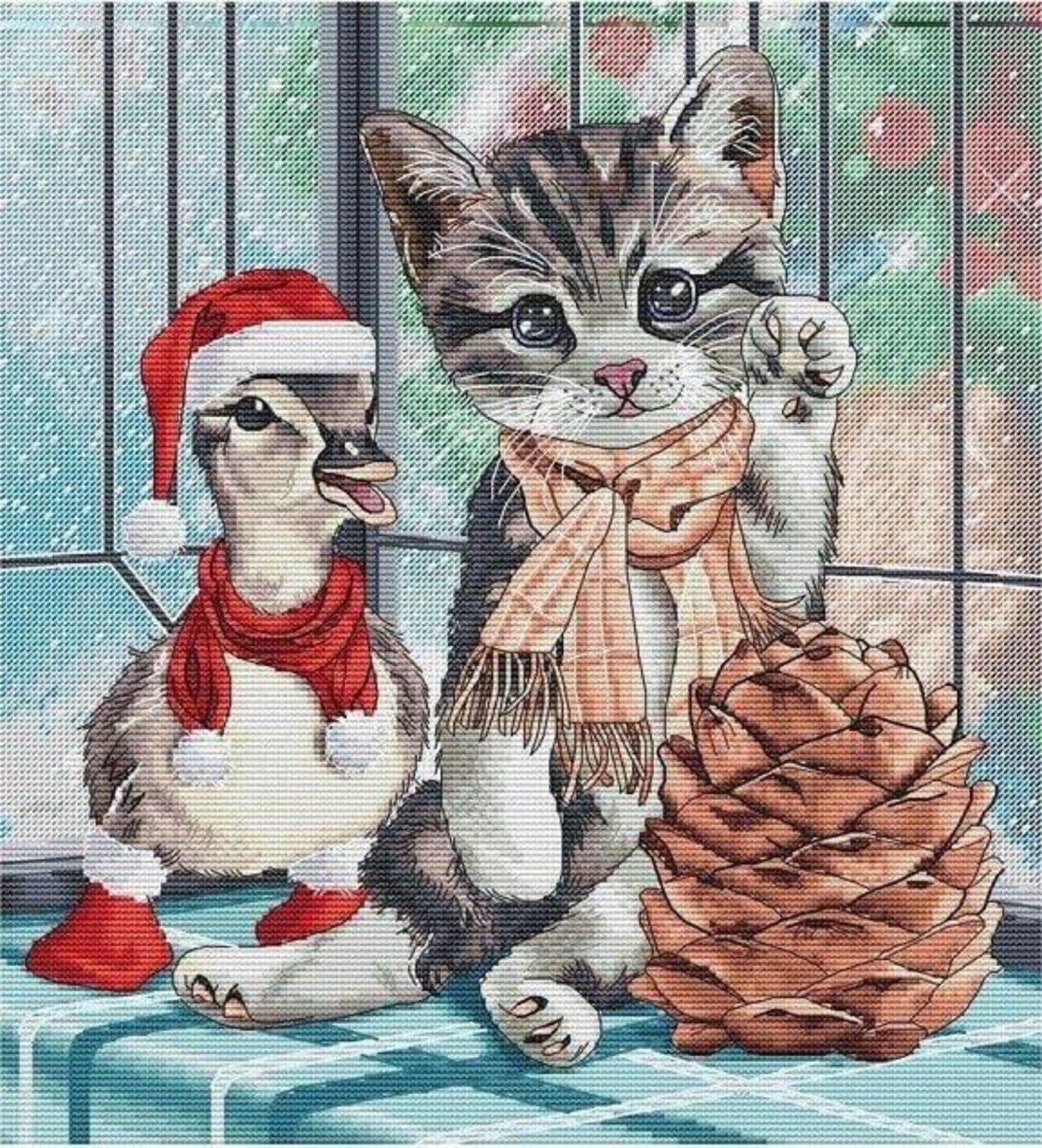 Kitten and Duck Cross Stitch Pattern, Cat Cross Stitch, Duck Cross ...