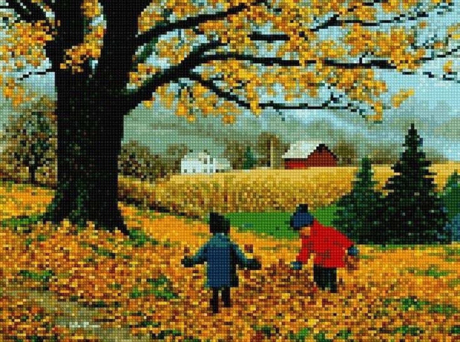 Children Cross Stitch Pattern, Autumn Cross Stitch, Children in the ...