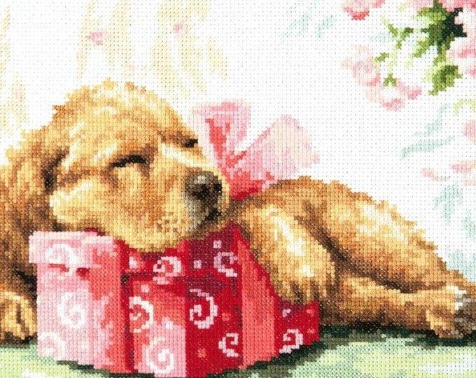 Dog Cross Stitch Pattern, Puppy Cross Stitch, Christmas Gift Cross ...
