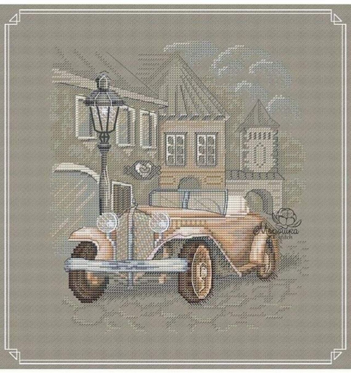 Retro Car Cross Stitch Pattern, Vintage Car Cross Stitch Pattern - Etsy