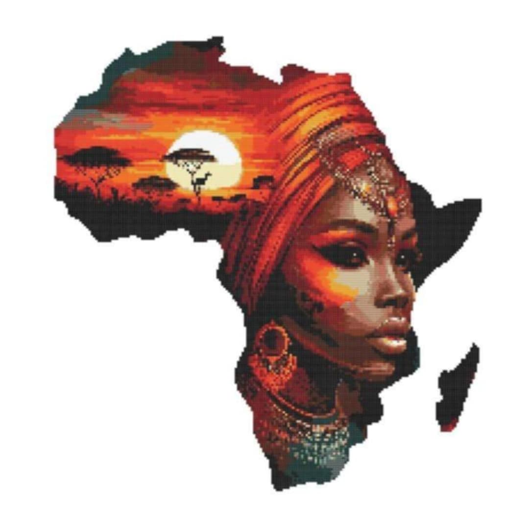 Africa Cross Stitch Pattern, African Woman Cross Stitch, Afro American ...