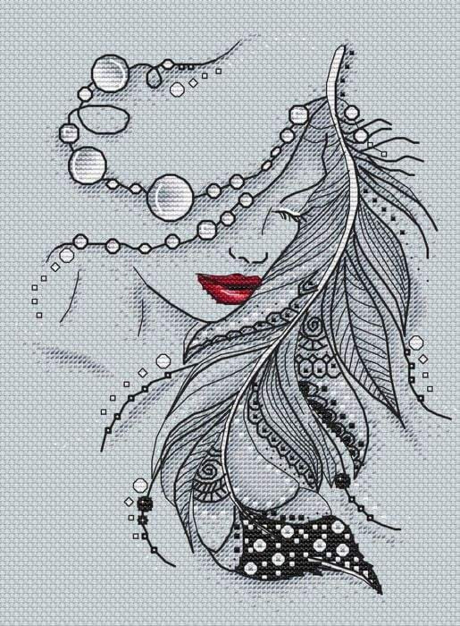 Woman Cross Stitch Pattern, Woman Face Cross Stitch, Woman's Profile ...