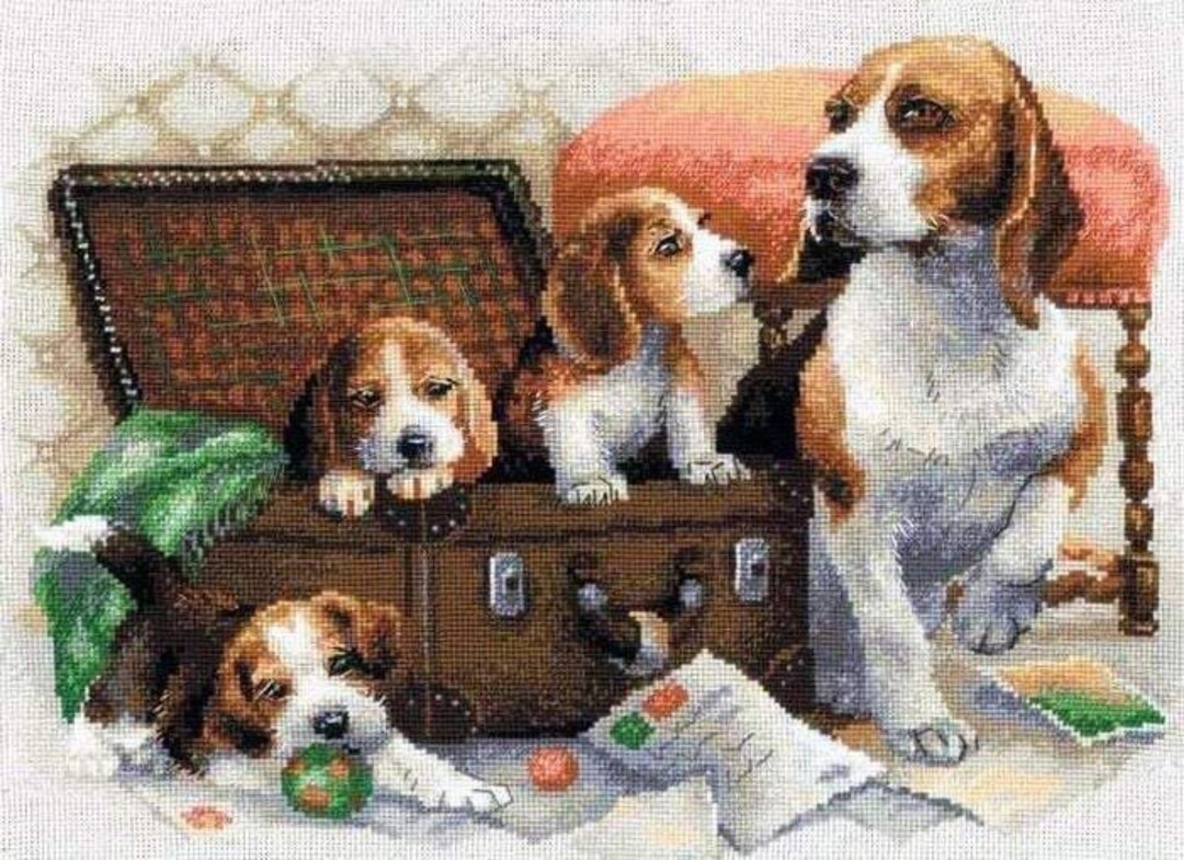 Dogs Cross Stitch Pattern, Dogs Family Cross Stitch, Little Puppies ...