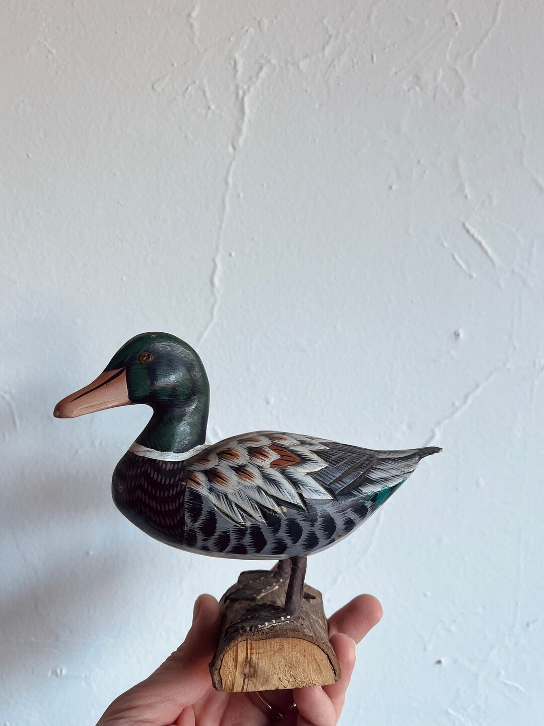 Handcarved Handpainted Wooden Duck | Handmade Bird Figurine - Etsy
