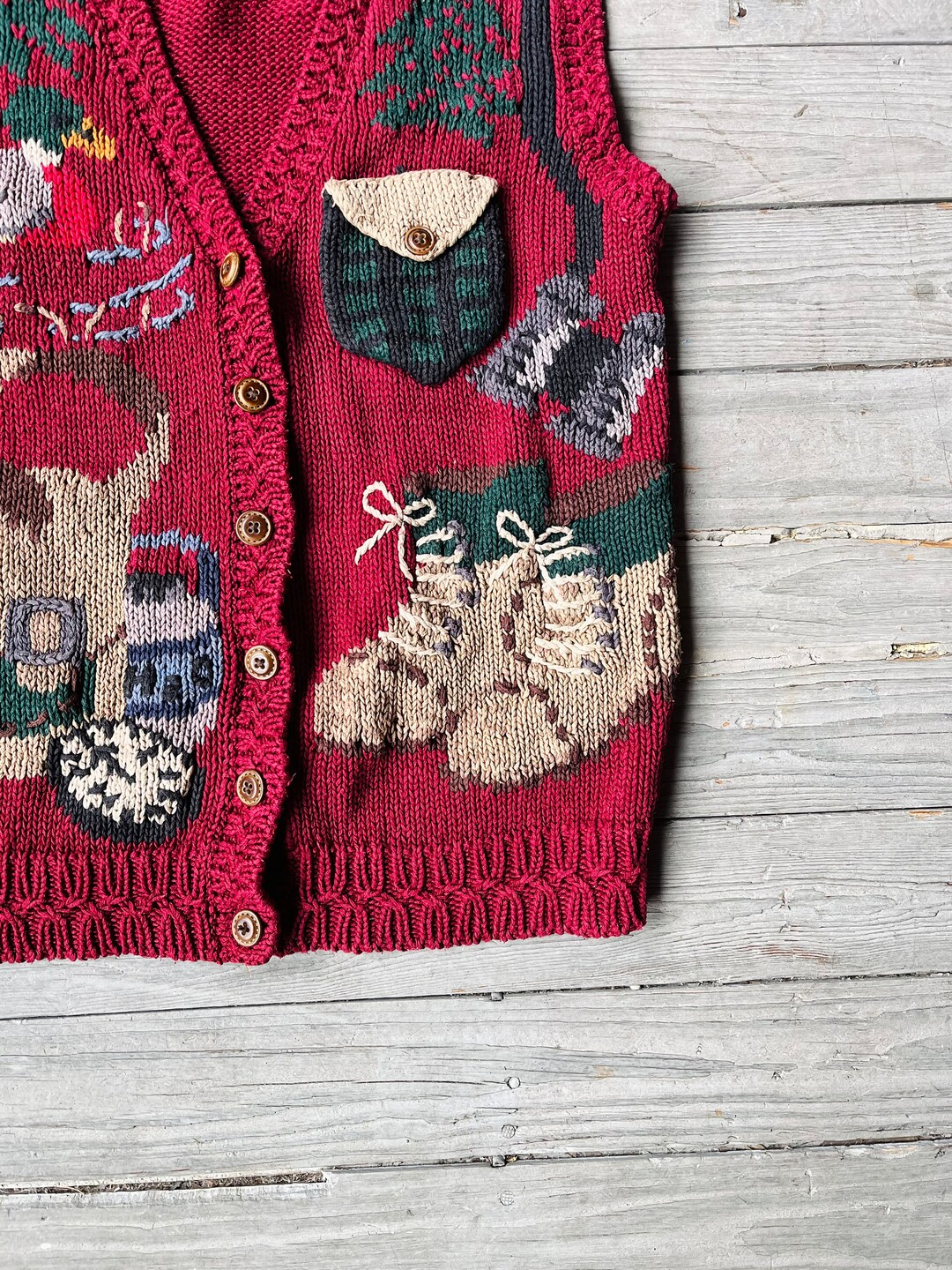 Vintage Hiking Knit Vest | Adorable Chunky Vintage Knitted Vest - Etsy
