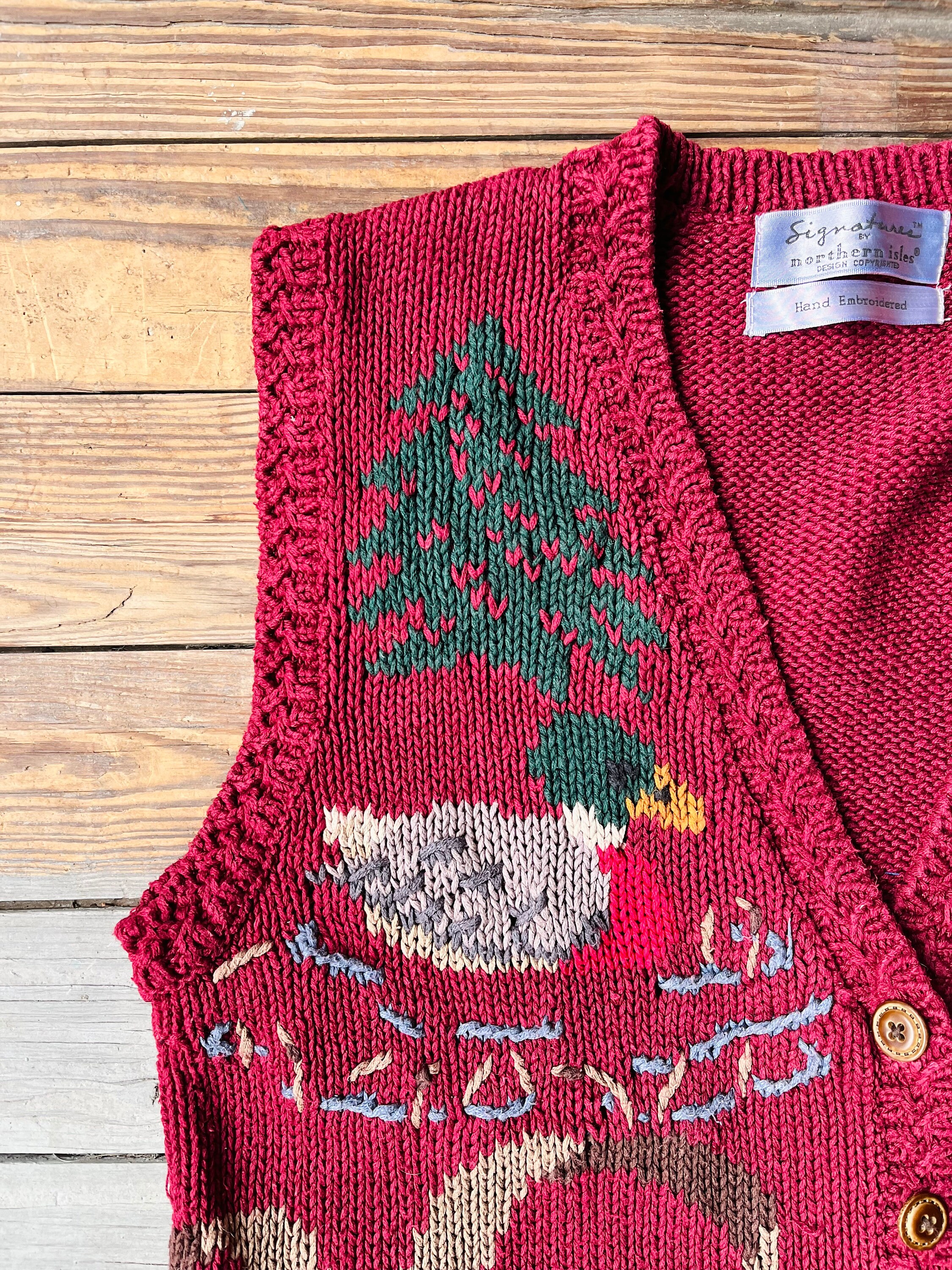 Vintage Hiking Knit Vest | Adorable Chunky Vintage Knitted Vest - Etsy