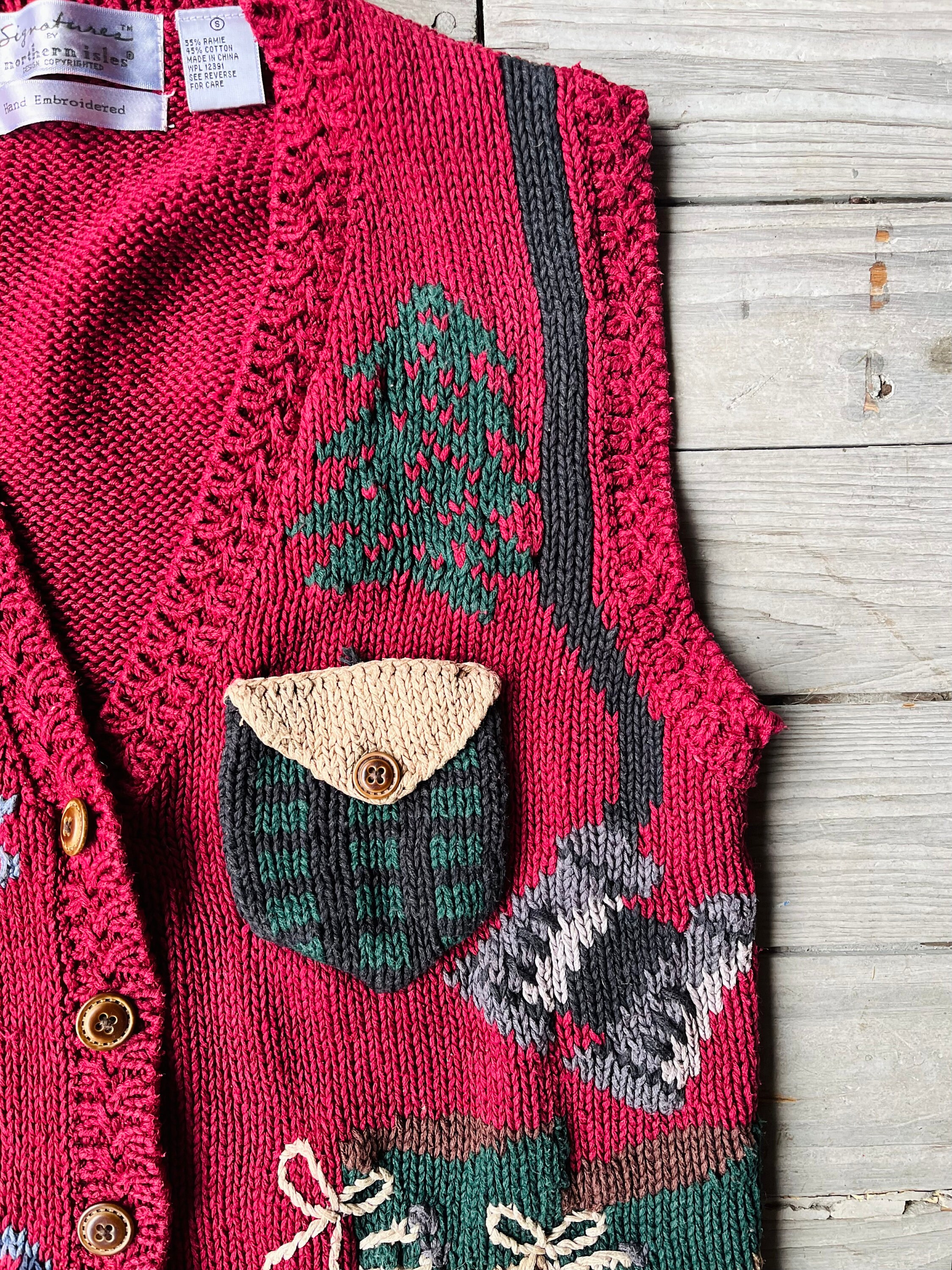 Vintage Hiking Knit Vest | Adorable Chunky Vintage Knitted Vest - Etsy