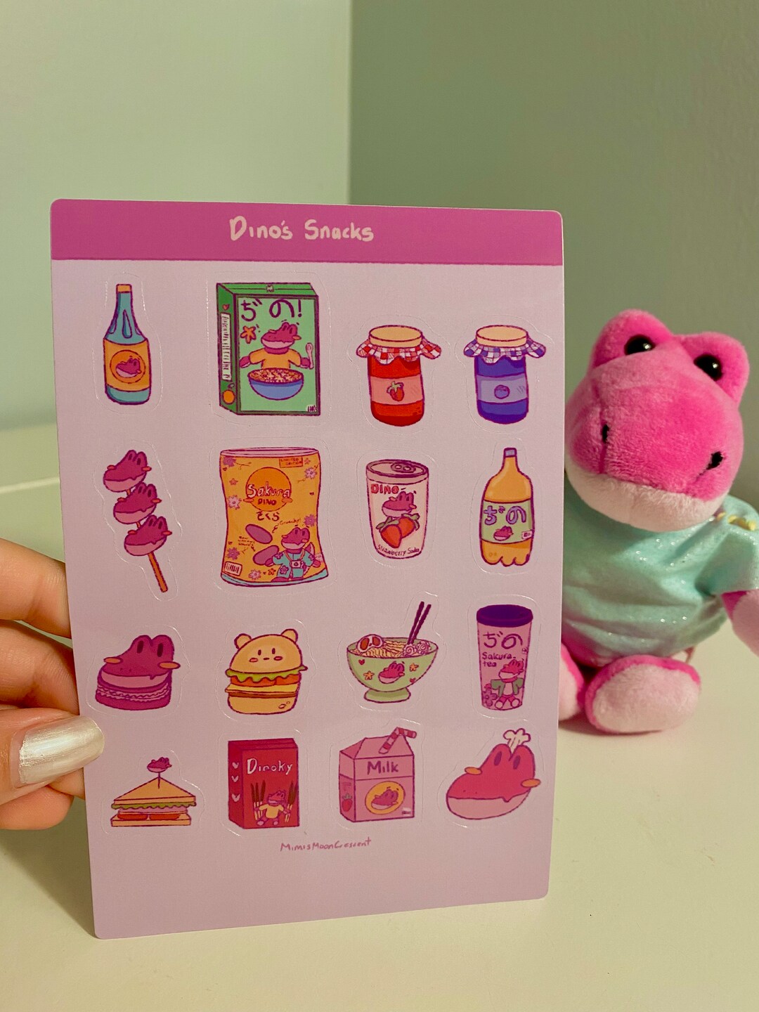 Dino Food Snacks Sticker Sheet//bujo Stickers//aesthetic Sticker Sheet ...