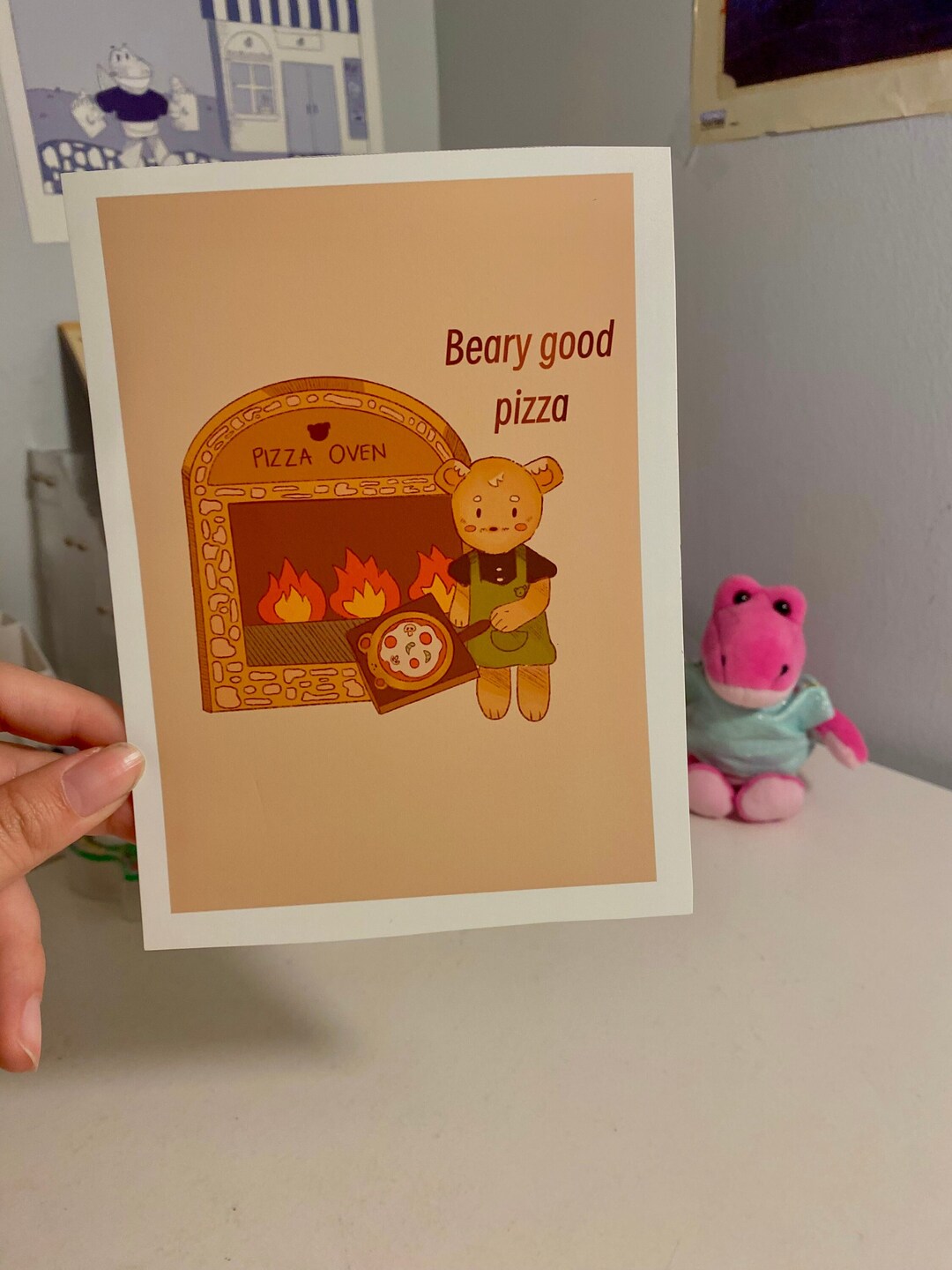 Beary Good Pizza/kawaii Pizza Bear Art Print/5.7 Wall Decor/pizza Snack ...