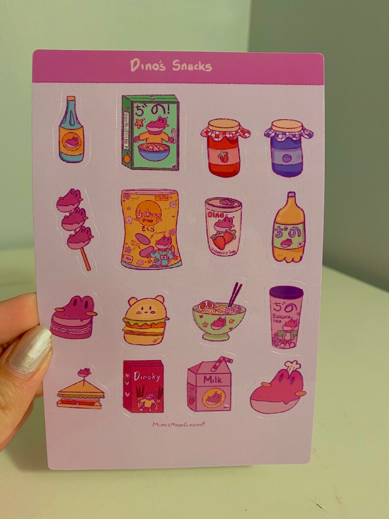 Dino Food Snacks Sticker Sheet//bujo Stickers//aesthetic - Etsy