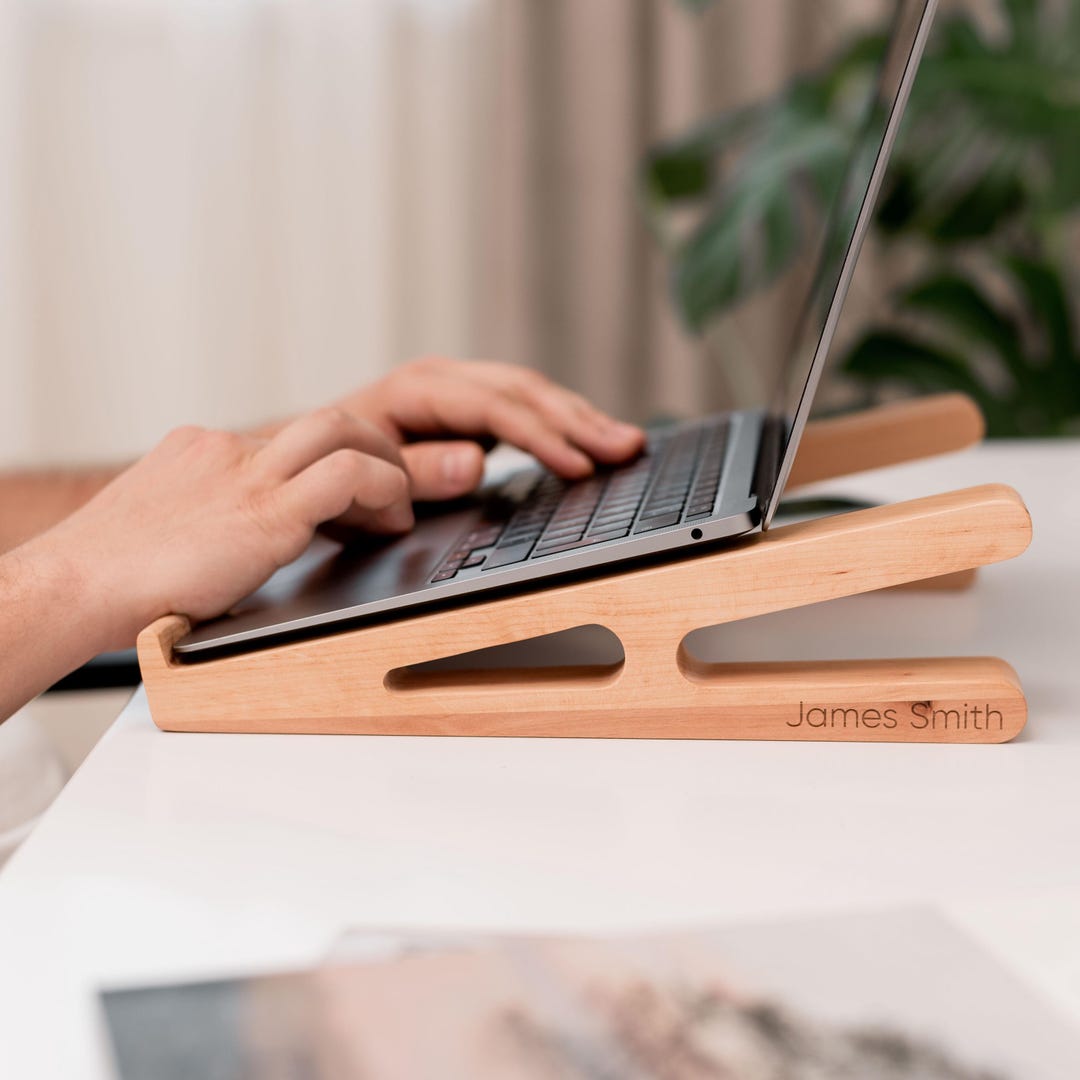 MacBook Air Stand, Laptop Accessories, Foldable Wood Laptop Stand for ...