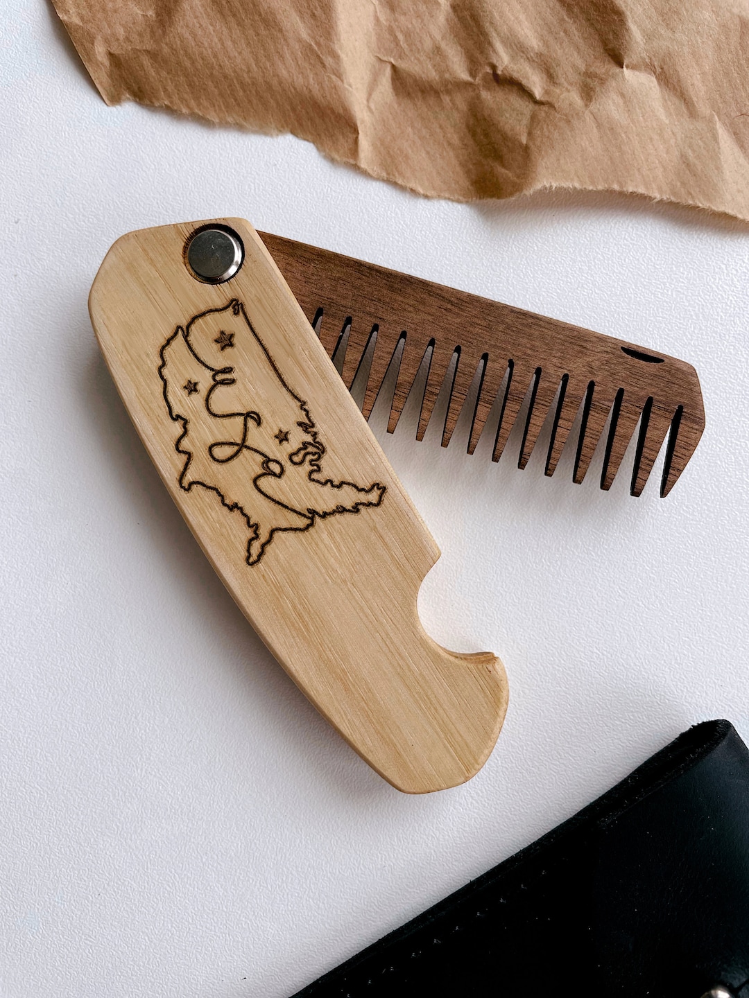 USA Design Wooden Comb, God Bless America, Patriotic Gift Comb, Wooden ...