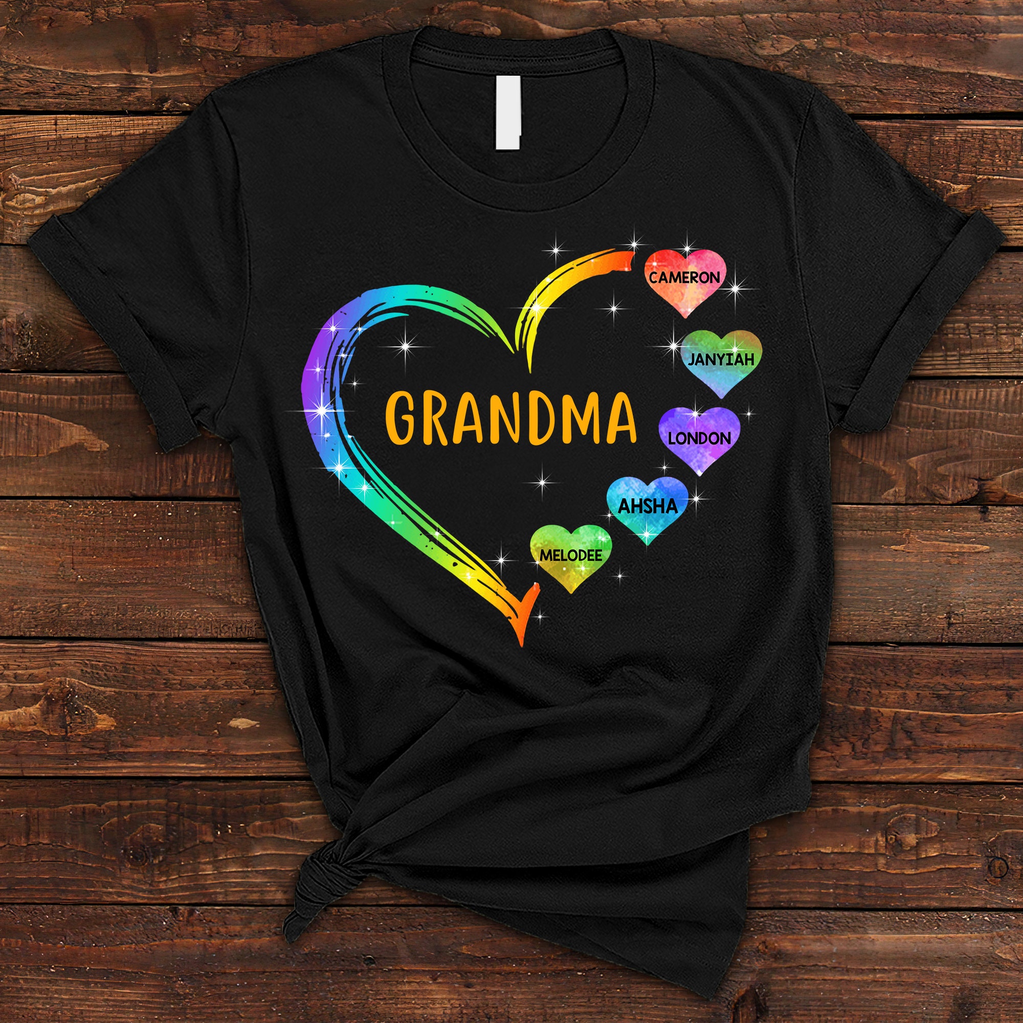 Grandma Mom Heart Colorfull PNG, Grandma Heart With 5 Heart Colorful ...