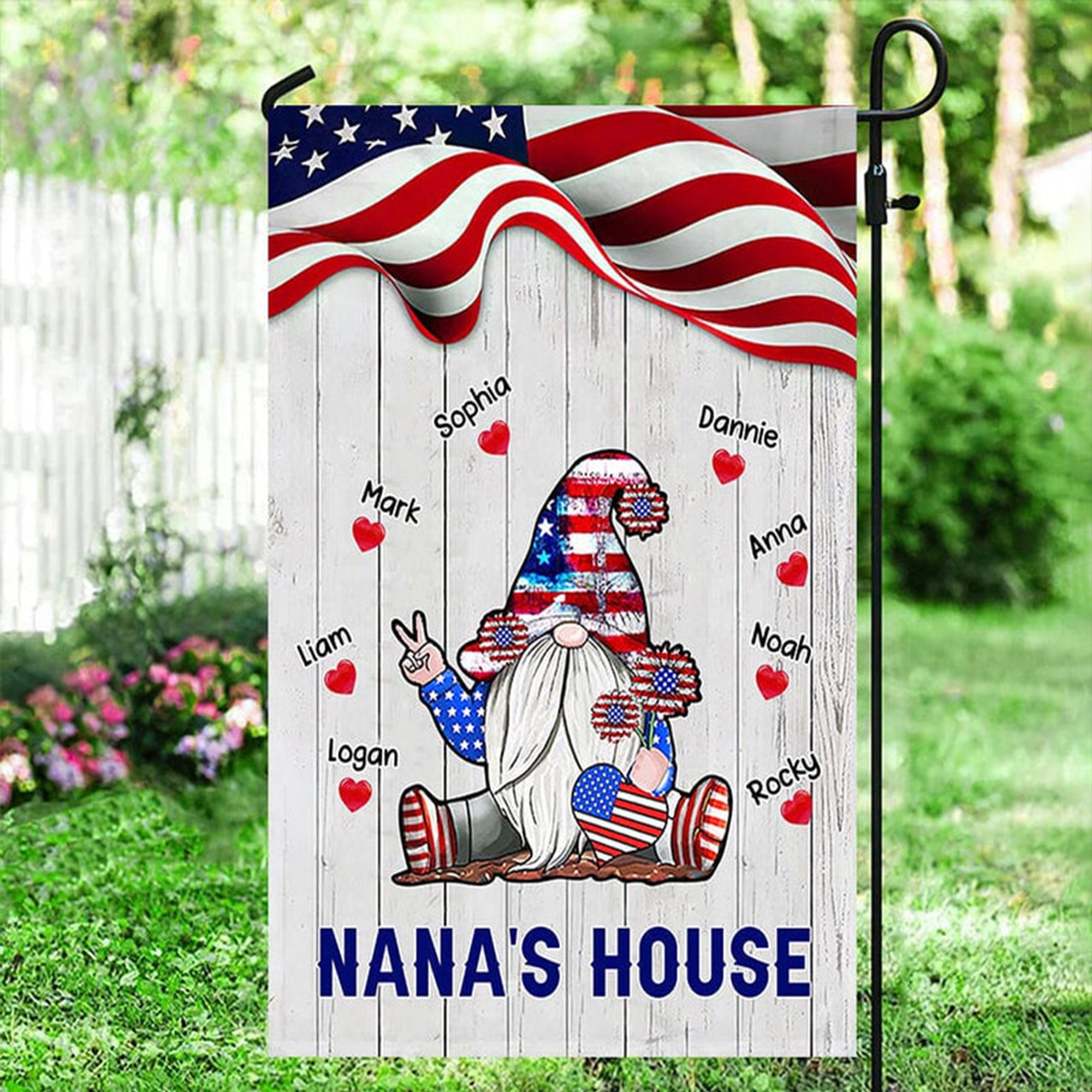 Bandera de la casa de Nana personalizada, Gnome Grandma Custom Garden ...