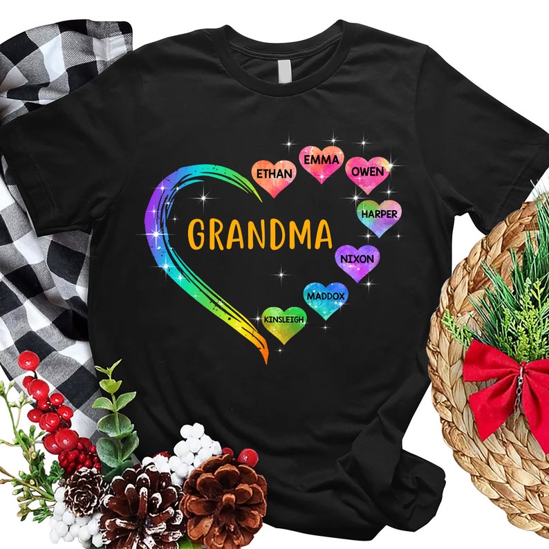 Grandma Mom Heart Colorfull PNG, Grandma Heart With 7 Heart Colorful ...