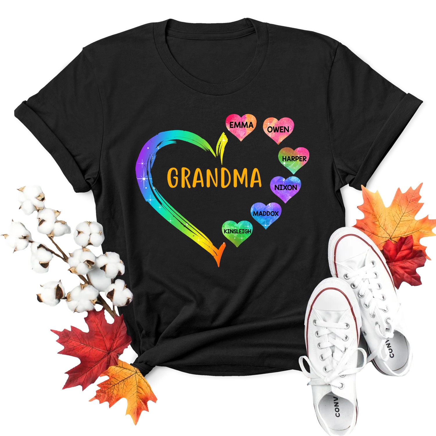 Grandma Mom Heart Colorfull PNG, Grandma Heart With 6 Heart Colorful ...